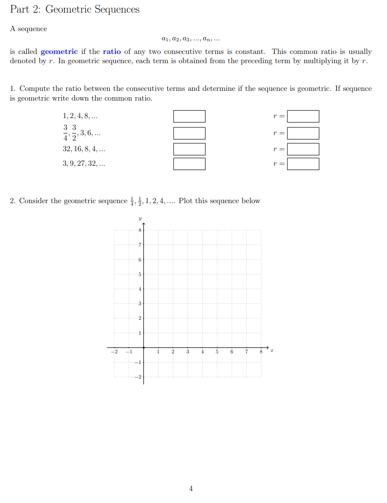 Solved Part 2: Geometric Sequences A sequence 21, 02, 03, | Chegg.com