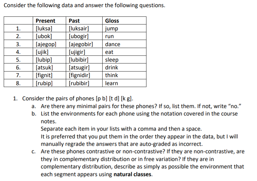 Consider the following data and answer the following | Chegg.com