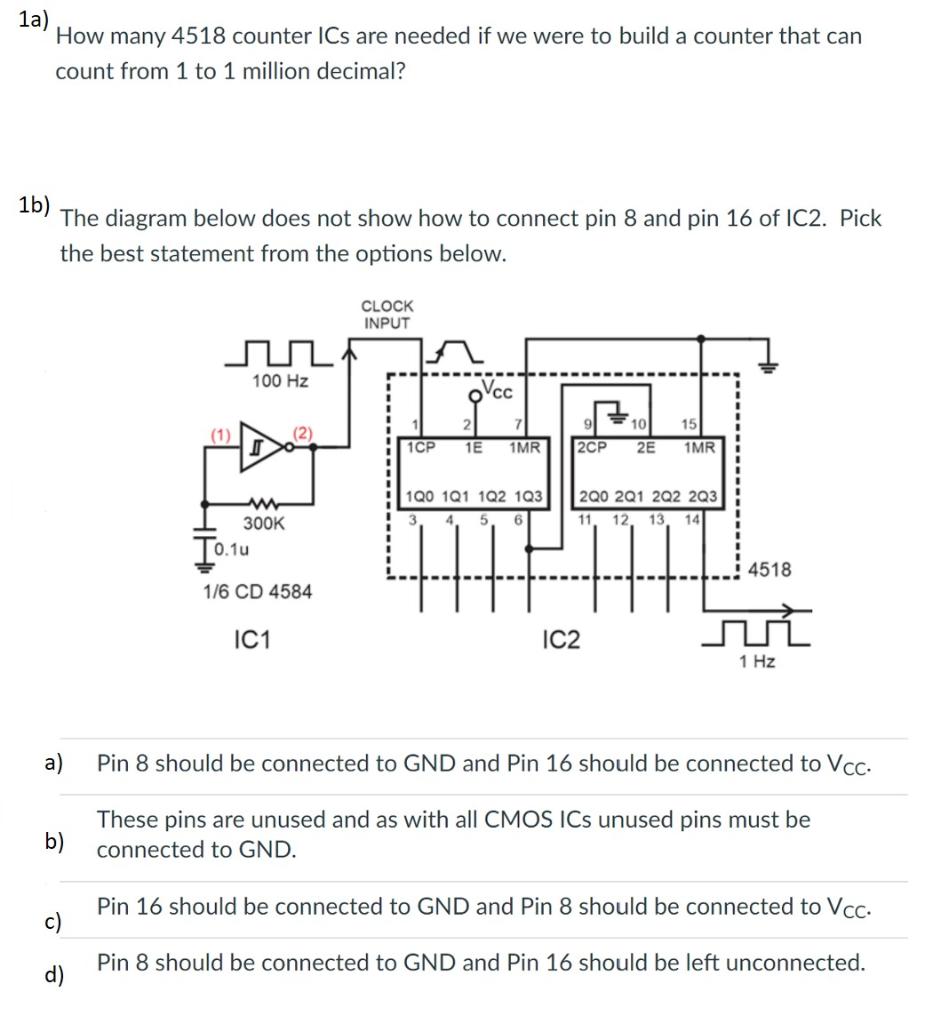 Solved 1a) How many 4518 counter ICs are needed if we were | Chegg.com