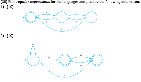 Solved [20] Find regular expressions for the languages | Chegg.com