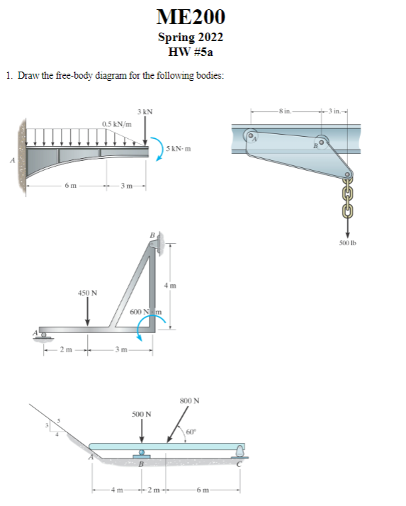 Solved ME200 Spring 2022 HW #5a 1. Draw the free-body | Chegg.com