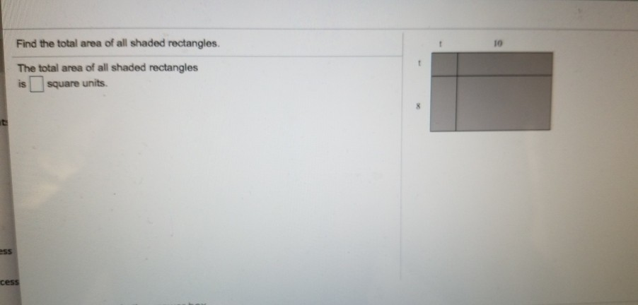 Solved Find the total area of all shaded rectangles. The | Chegg.com