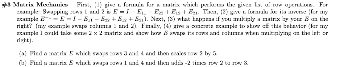 Solved =3 Matrix Mechanics First, (1) give a formula for a | Chegg.com