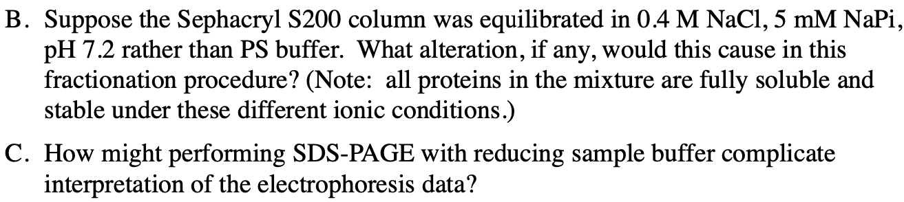 B. Suppose the Sephacryl S200 column was equilibrated | Chegg.com
