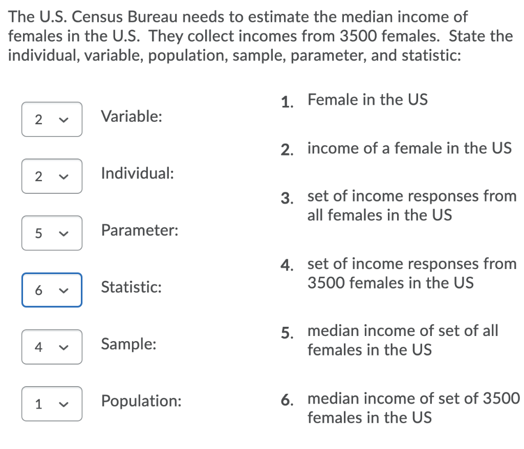 Solved The U.S. Census Bureau needs to estimate the median | Chegg.com