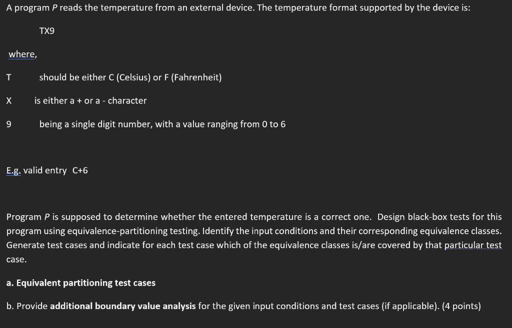 Solved A program P reads the temperature from an external | Chegg.com