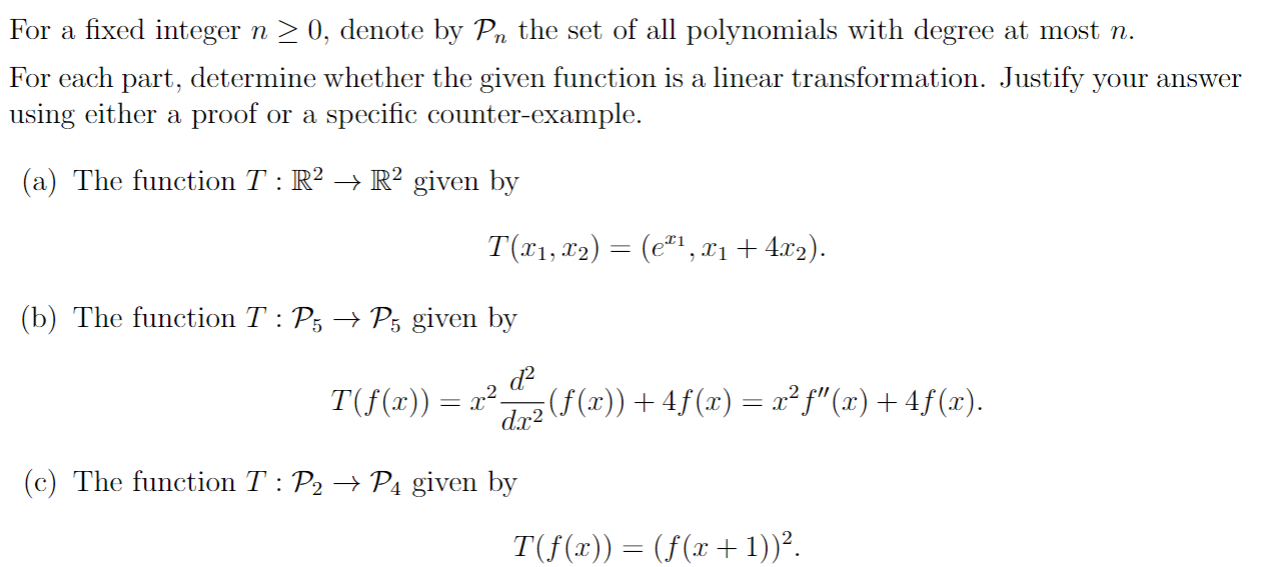 Solved For a fixed integer n≥0, denote by Pn the set of all | Chegg.com