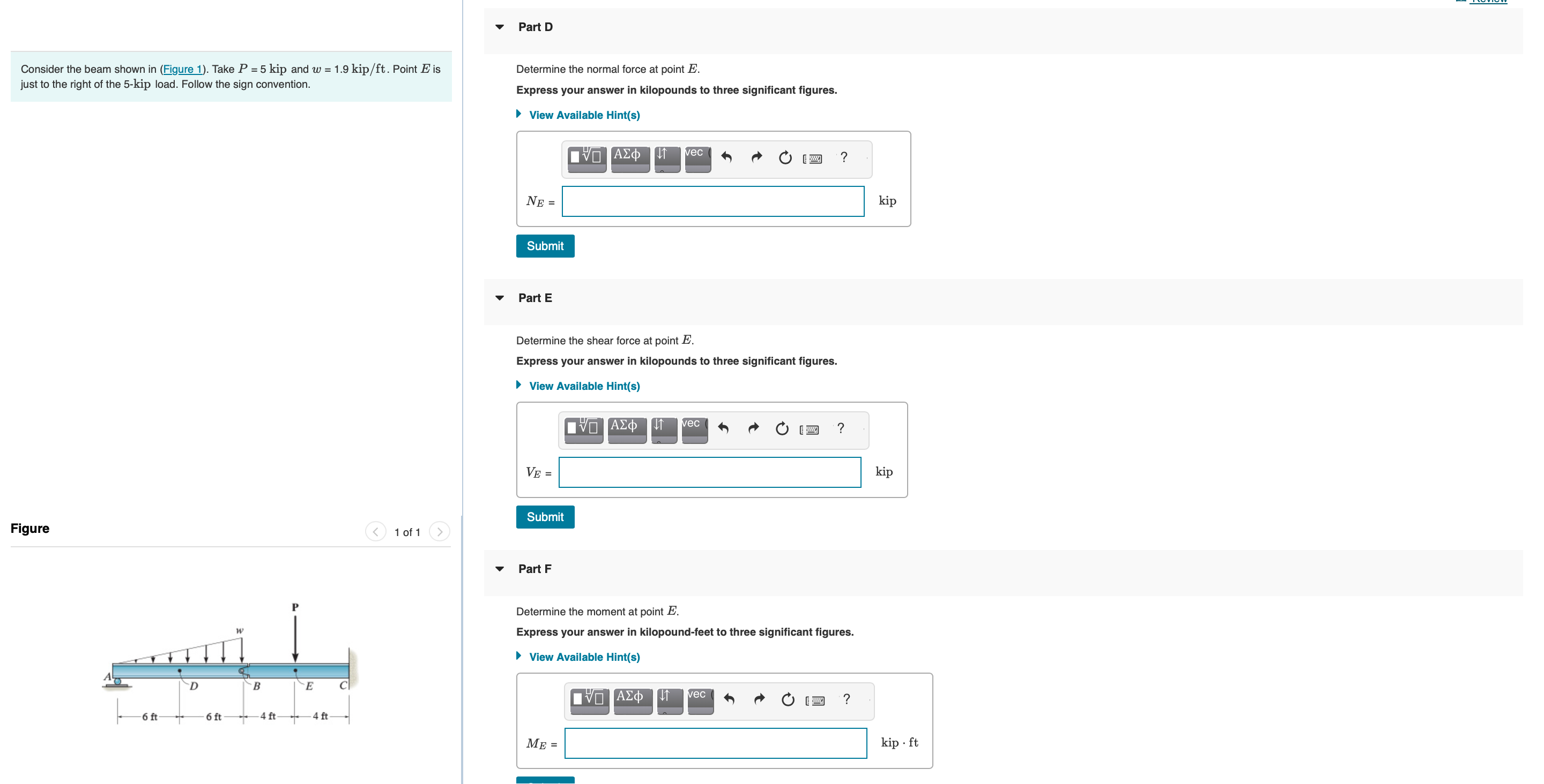 Solved Consider the beam shown in (Figure 1). Take P=5kip | Chegg.com