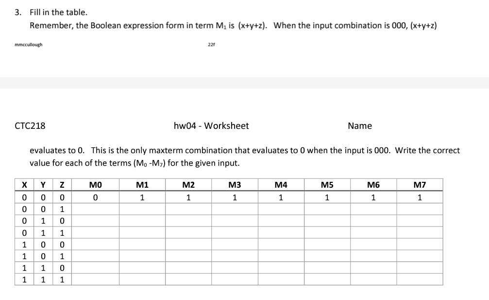 Solved 2. Fill in the table. Remember, the Boolean | Chegg.com