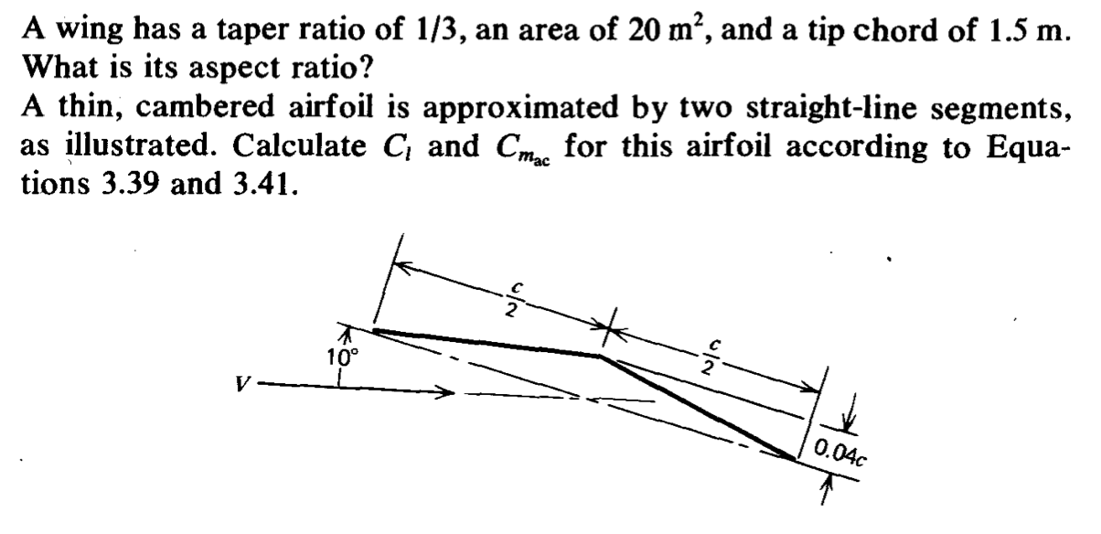 Solved A wing has a taper ratio of 1/3, an area of 20 m?, | Chegg.com