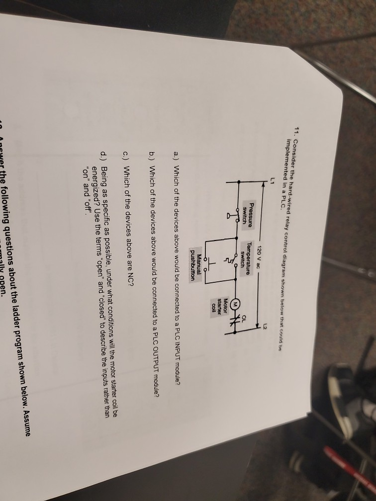 Solved 11. Consider the hard-wired relay control diagram | Chegg.com