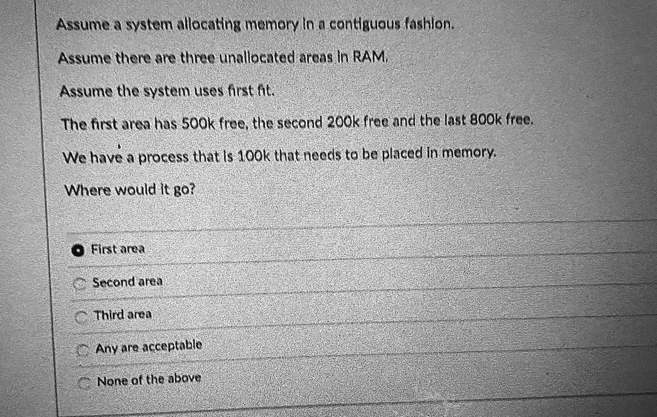 Solved Assume a system allocating memory In a contiguous | Chegg.com