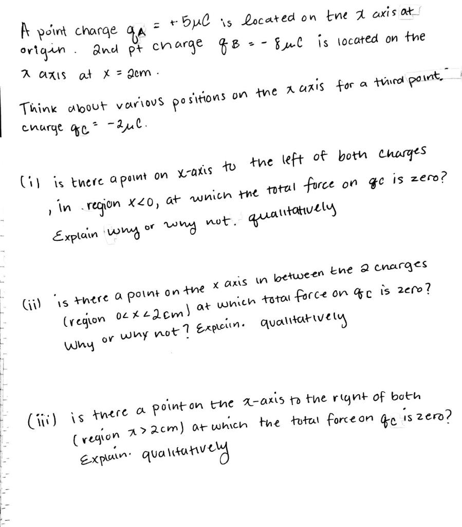 Solved . A point charge qA +5uC is located on the x axis at | Chegg.com