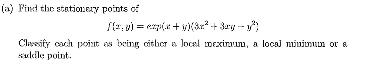 Solved (a) Find the stationary points of | Chegg.com