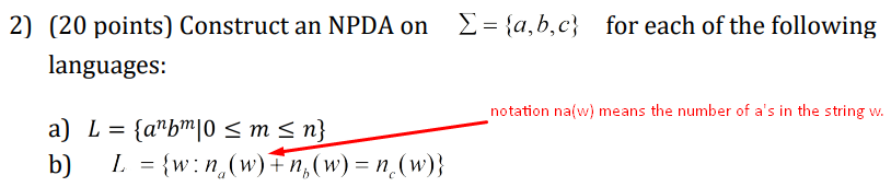 Solved 2) (20 points) Construct an NPDA on