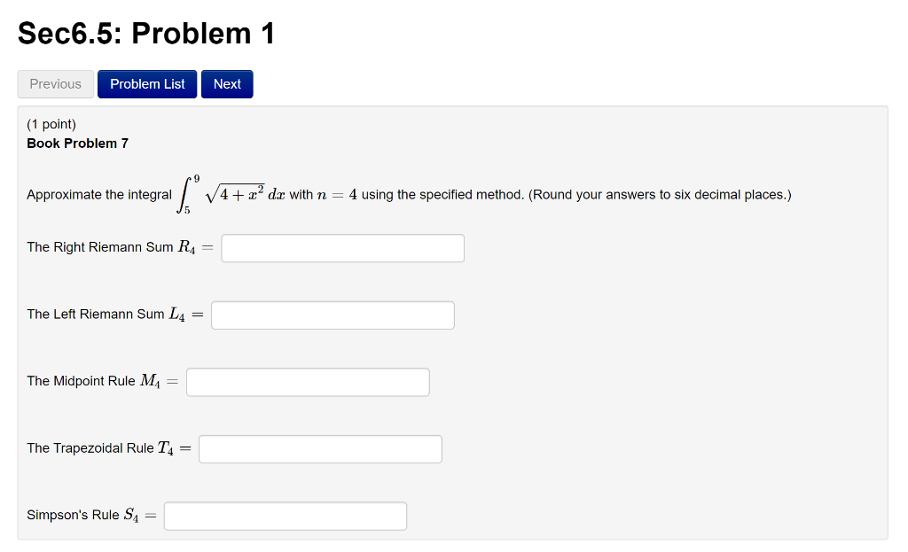 Solved Sec6.5: Problem 1 Previous Problem List Next (1 | Chegg.com