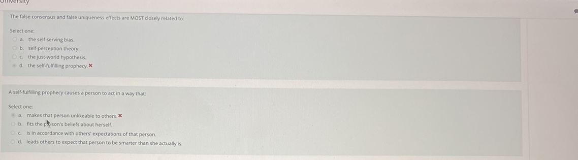 Solved The false consensus and false uniqueness effects are | Chegg.com