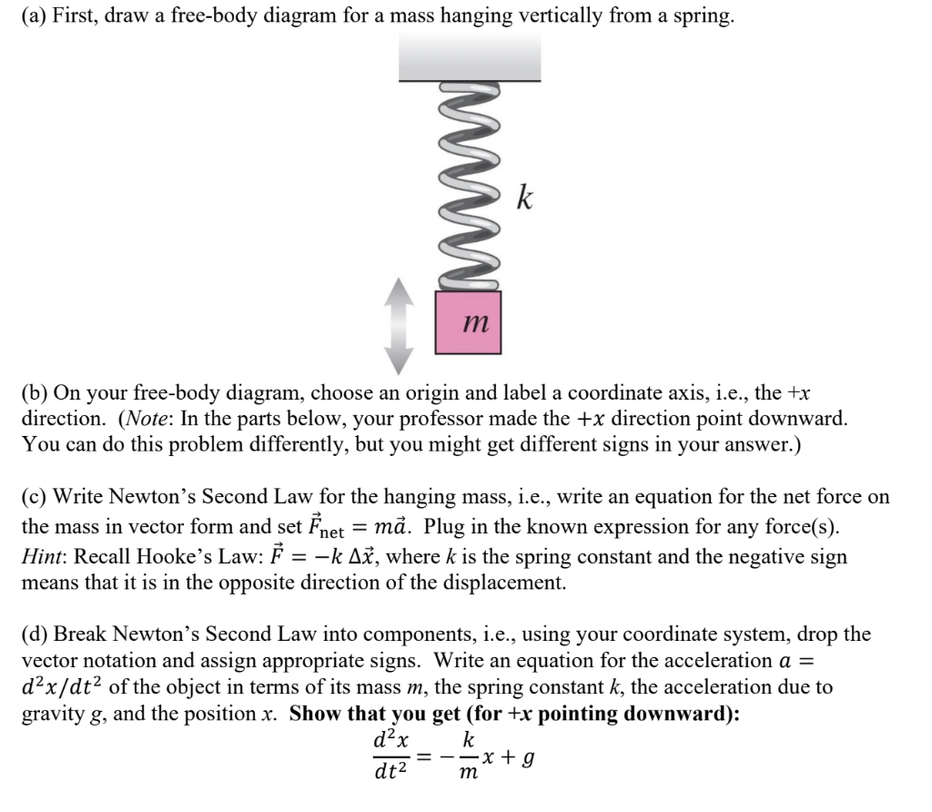 Solved (a) First, draw a free-body diagram for a mass | Chegg.com