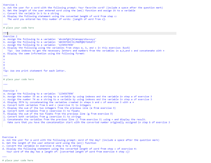 Solved Exercise 1 .. Ask the user for a word with the | Chegg.com