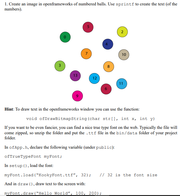 1. Create an image in openframeworks of numbered | Chegg.com
