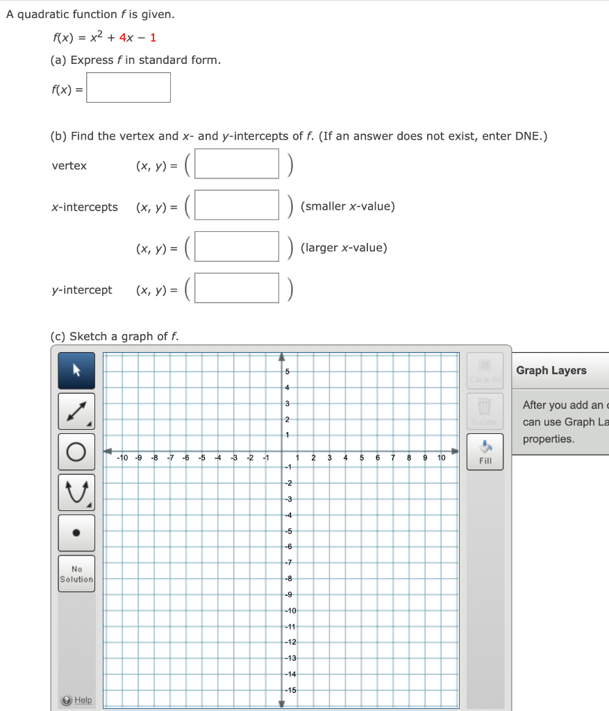 Solved A quadratic function fis given. f(x) = x2 + 4x - 1 | Chegg.com