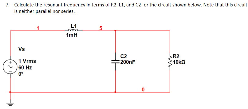 Solved Calculate the resonant frequency in terms of R2, L1, | Chegg.com