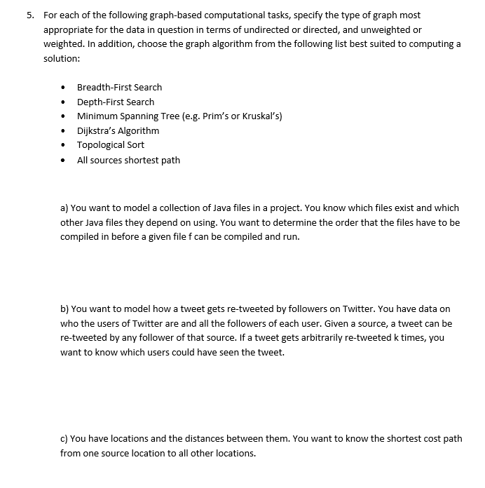 Solved For each of the following graph-based computational | Chegg.com