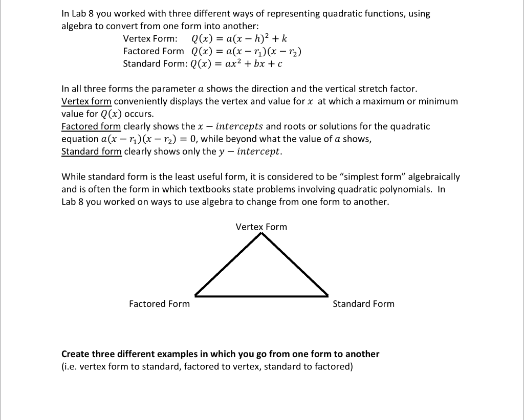 Solved In Lab 8 You Worked With Three Different Ways Of Chegg