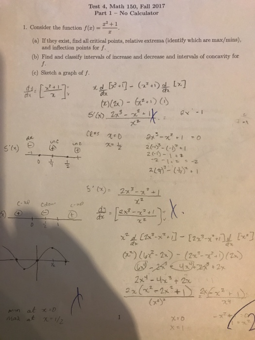 Solved Test 4, Math 150, Fall 2017 Part 1 - No Calculator | Chegg.com