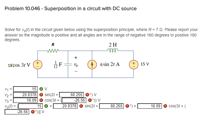 Solved Problem 10 046 Superposition In A Circuit With Dc