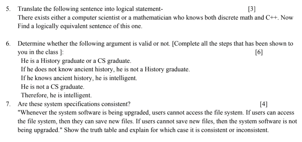 Solved 5. Translate the following sentence into logical | Chegg.com