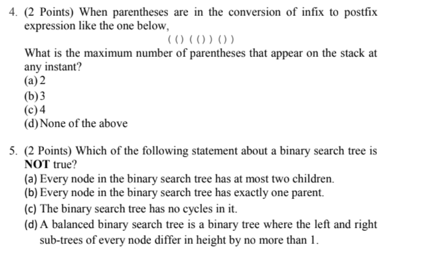 Solved 4. (2 Points) When parentheses are in the conversion | Chegg.com