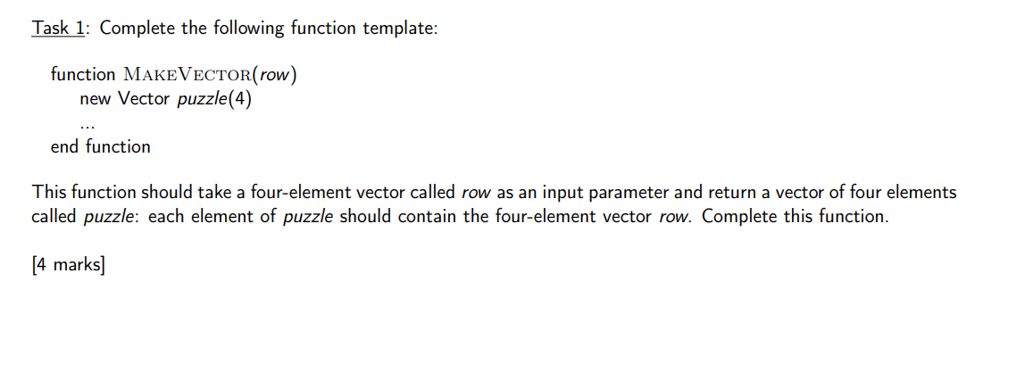 Solved Task 1: Complete the following function template: | Chegg.com