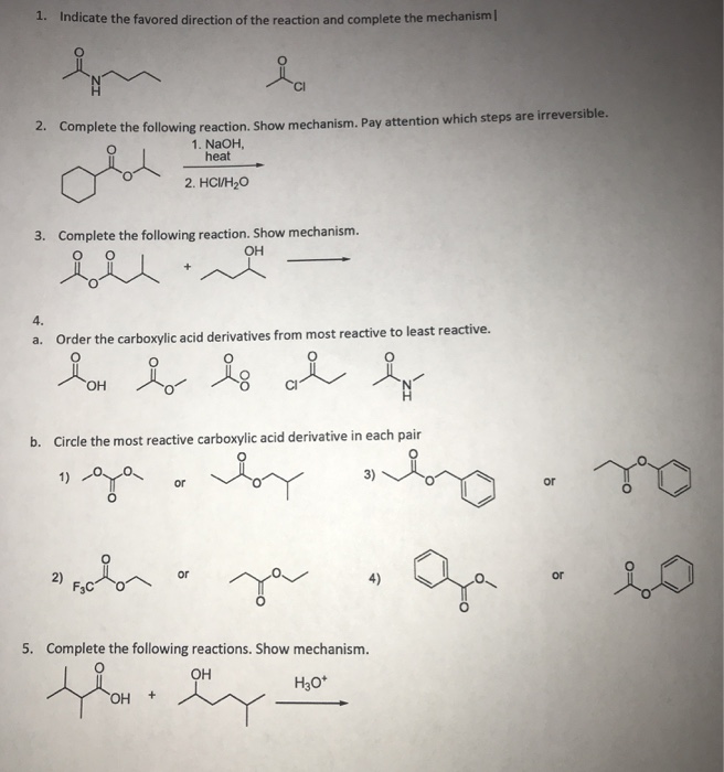 Solved 1. Indicate the favored direction of the reaction and | Chegg.com