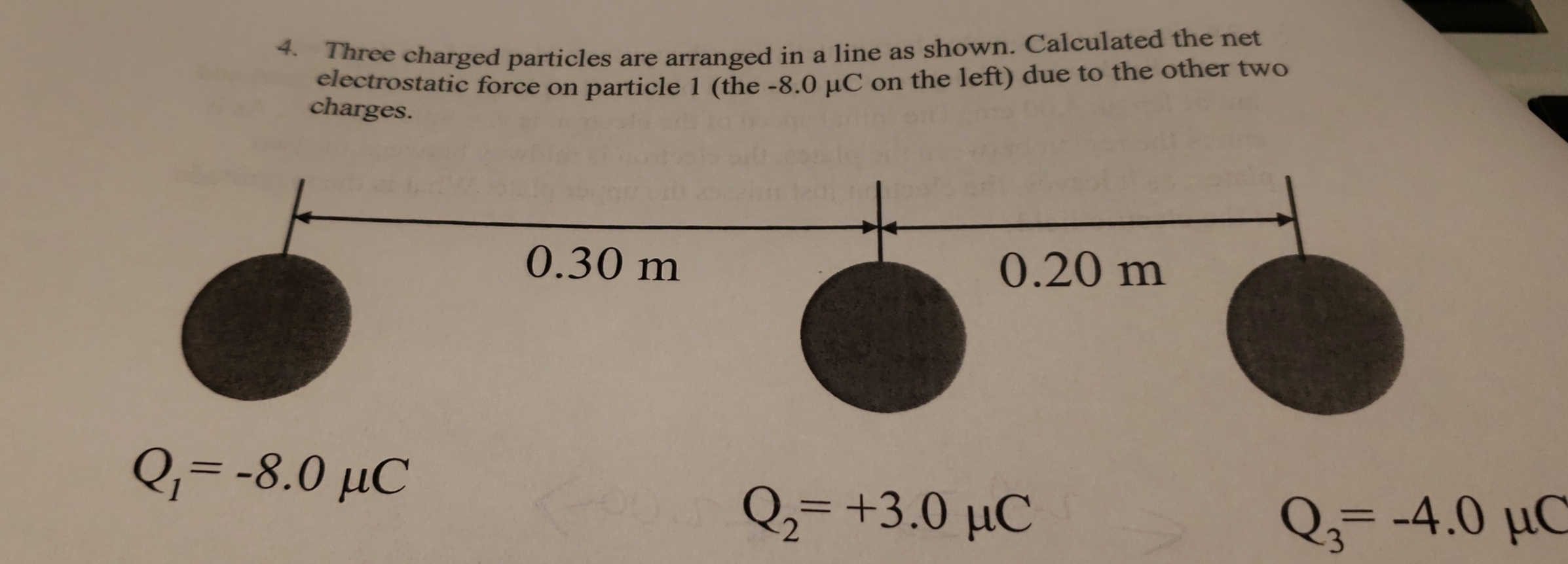 Solved 4. Three charged particles are arranged in a line as | Chegg.com