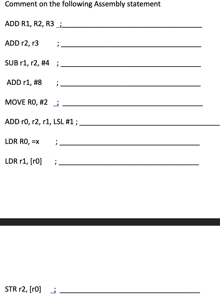 Solved Comment on the following Assembly statement ADD R1, | Chegg.com
