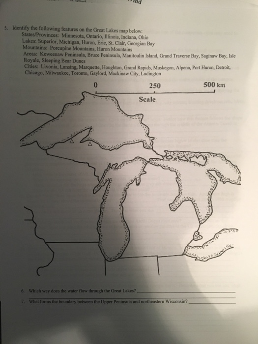 Solved Identify the following features on the Great Lakes | Chegg.com