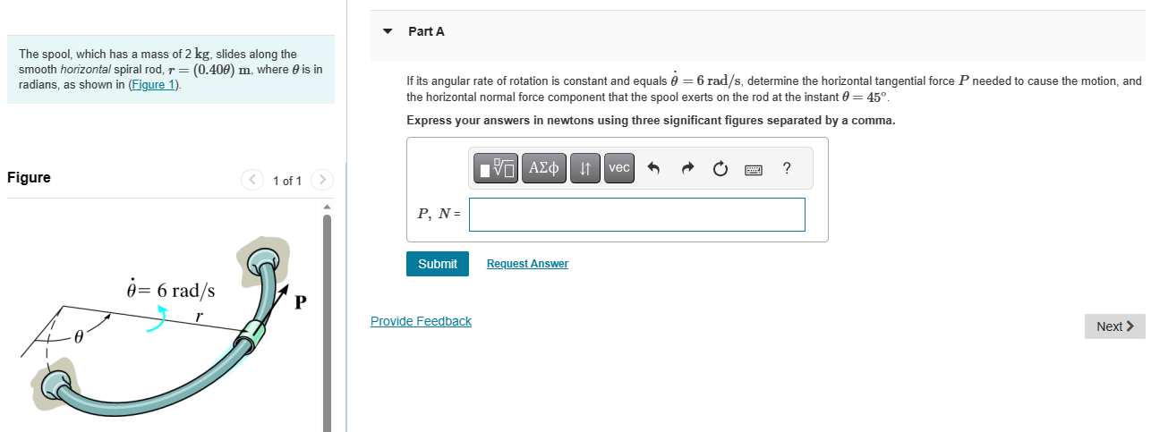 Solved The spool, which has a mass of 2 kg, slides along the | Chegg.com