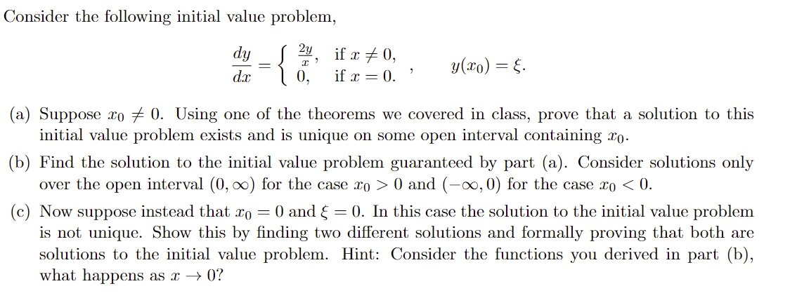 Solved Consider the following initial value problem, | Chegg.com
