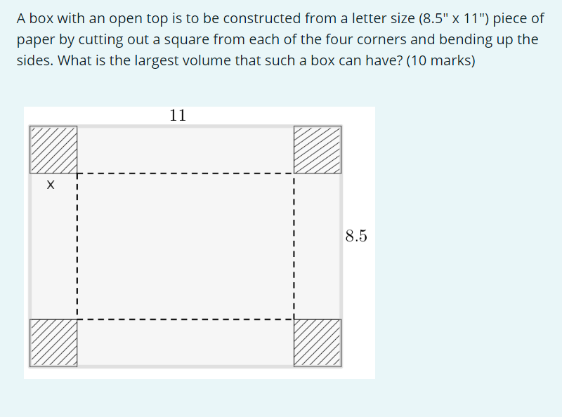 Solved A box with an open top is to be constructed from a | Chegg.com