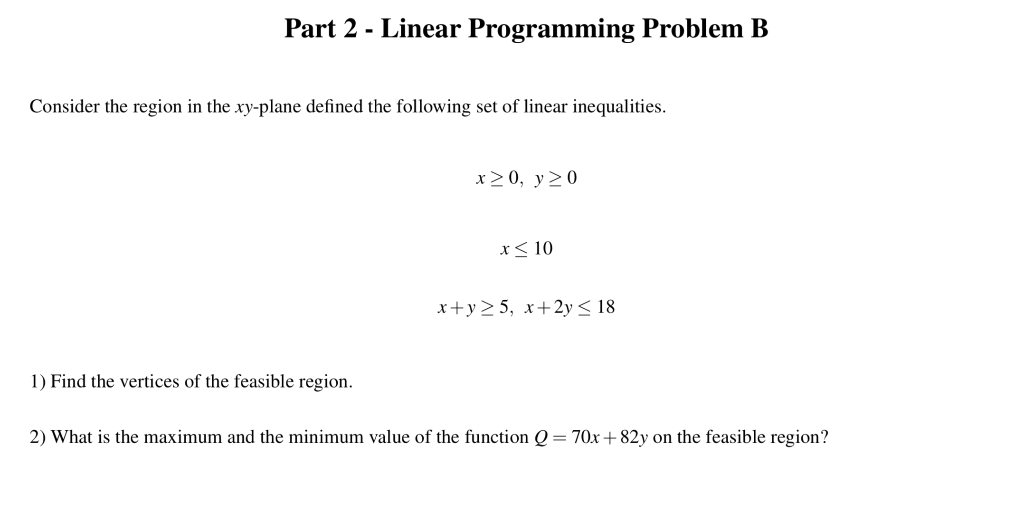 Solved Part 2 Linear Programming Problem B Consider The 