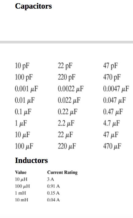 Solved Appendix H Common Standard Component Values Resistors | Chegg.com