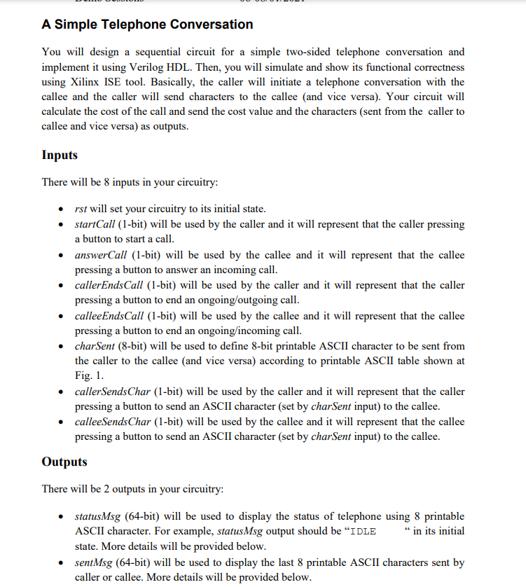 A Simple Telephone Conversation You will design a | Chegg.com