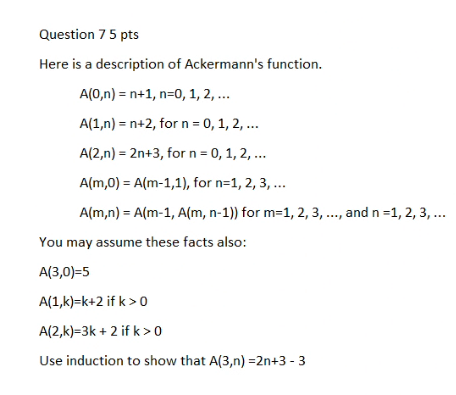 Solved Question 75 pts Here is a description of Ackermann's | Chegg.com