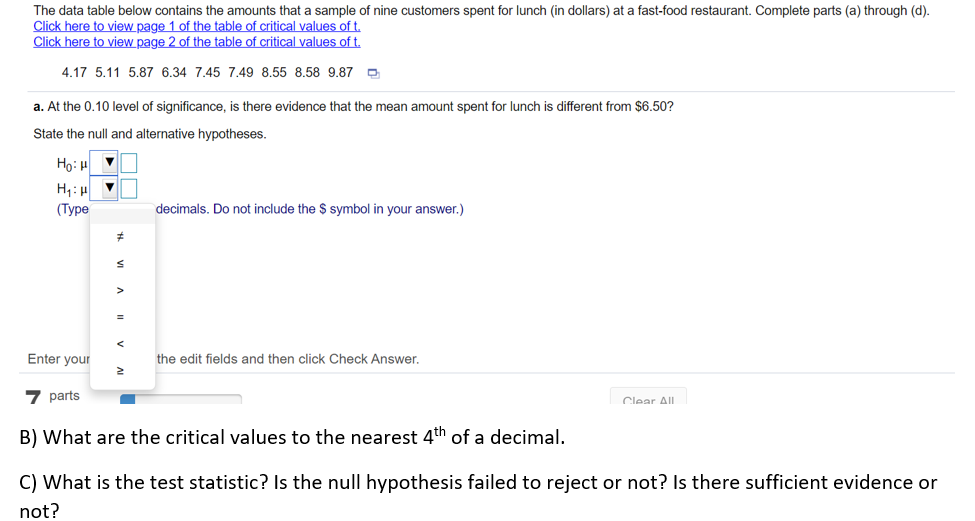 Solved The data table below contains the amounts that a | Chegg.com