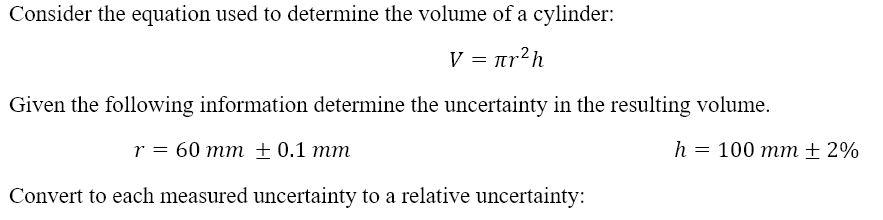 Solved Consider the equation used to determine the volume of | Chegg.com