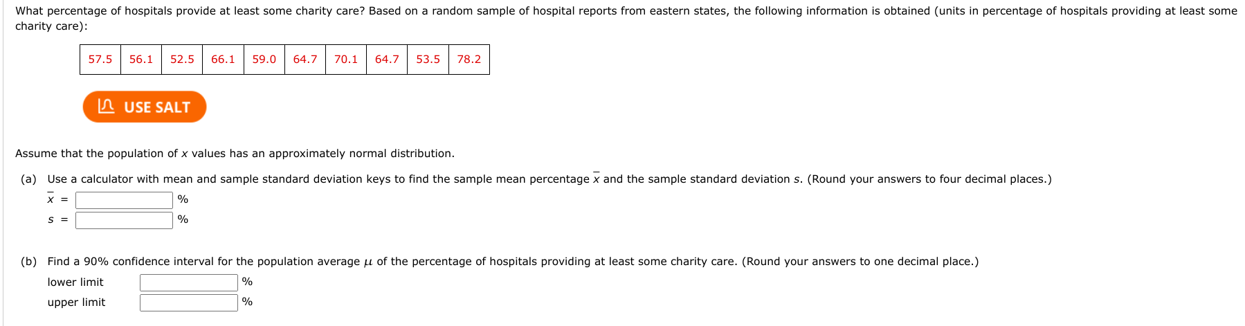 Solved xˉs==%% lower limit % upper limit % | Chegg.com