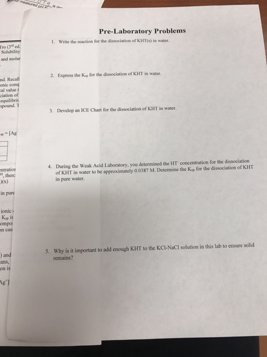 Solved Write The Reaction For The Dissociation Of Kht S In