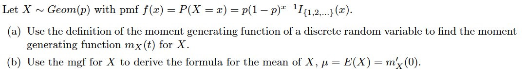 Solved Let X∼Geom(p) with | Chegg.com