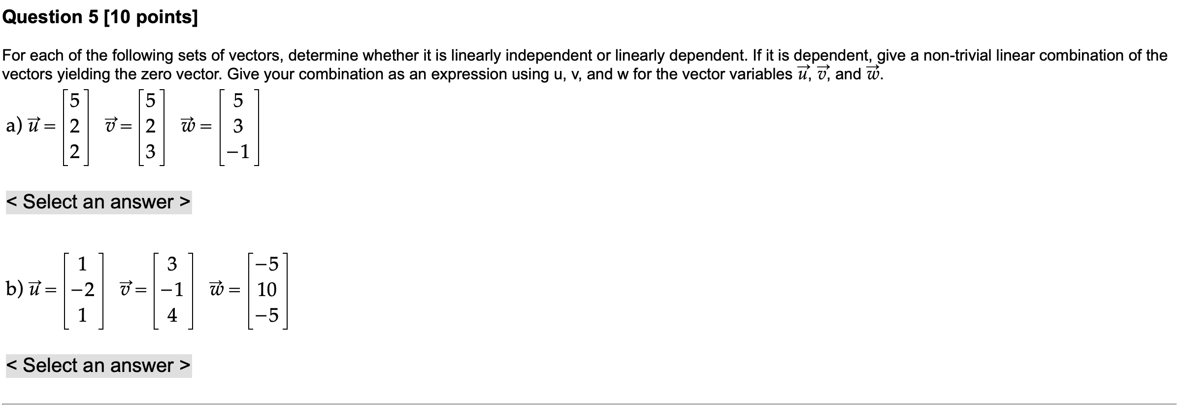 Solved Question 5 [10 points] For each of the following sets | Chegg.com